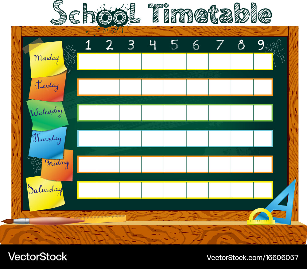 School Timetable Template Royalty Free Vector Image