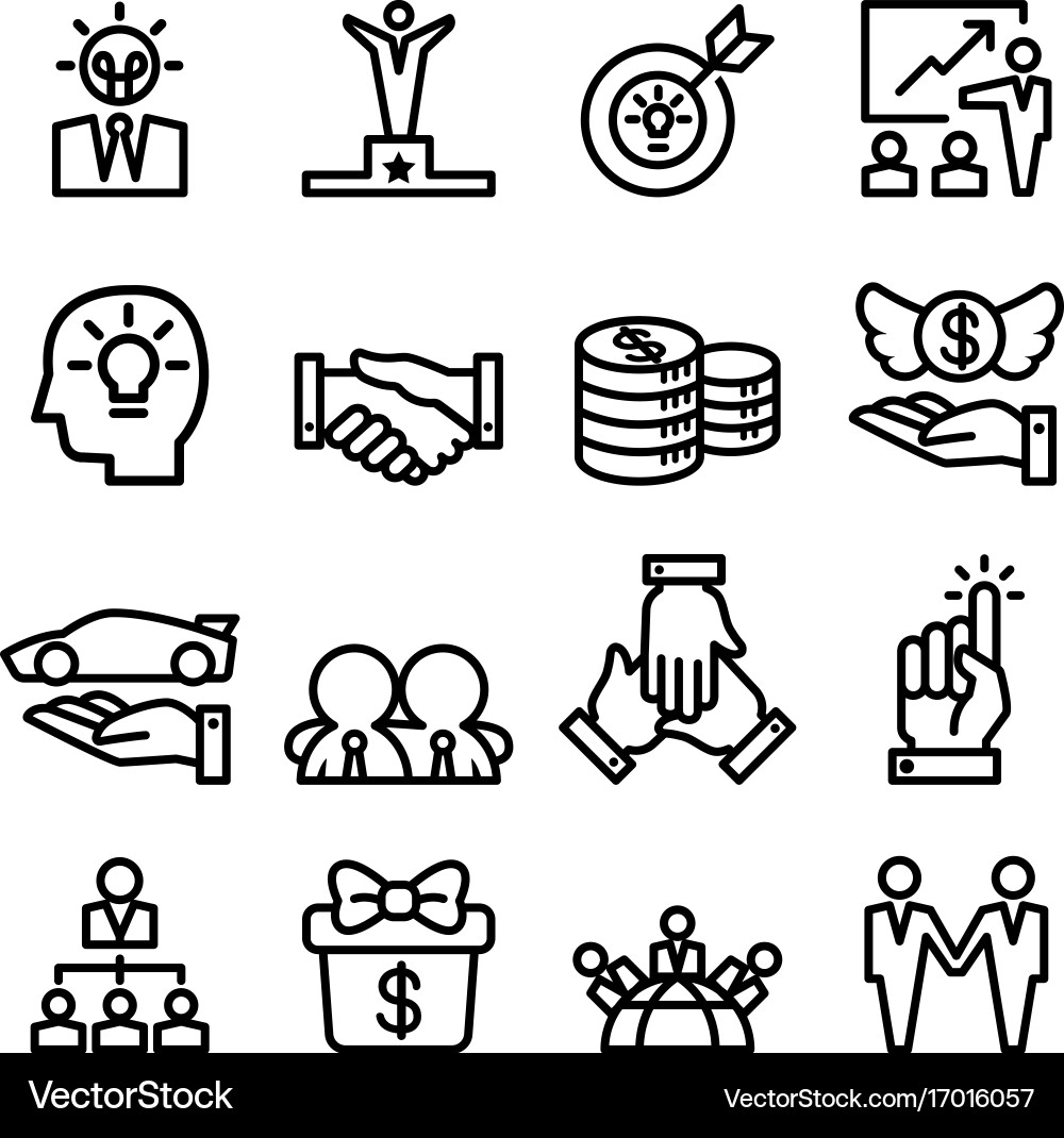 Success icon set thin line style Royalty Free Vector Image