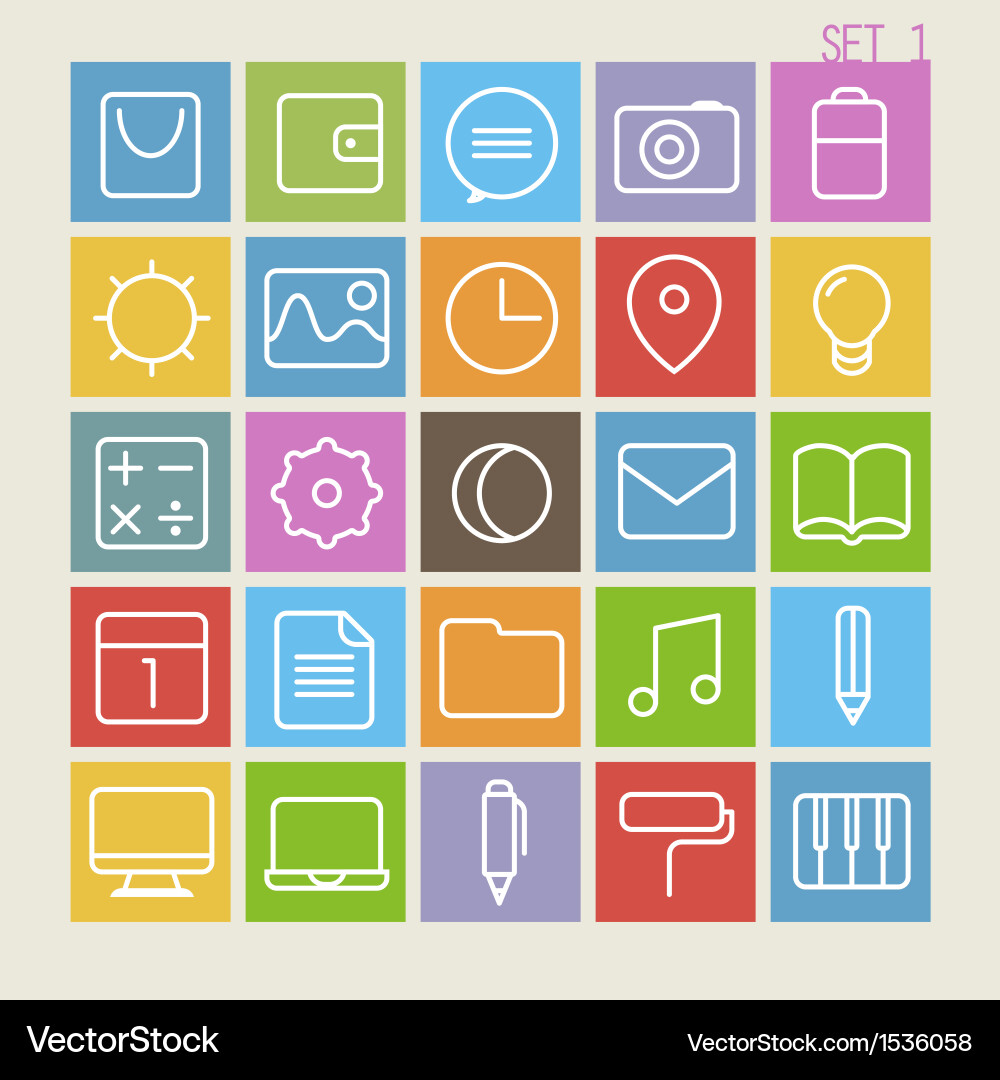 25 trendy thin icons set 1 Royalty Free Vector Image