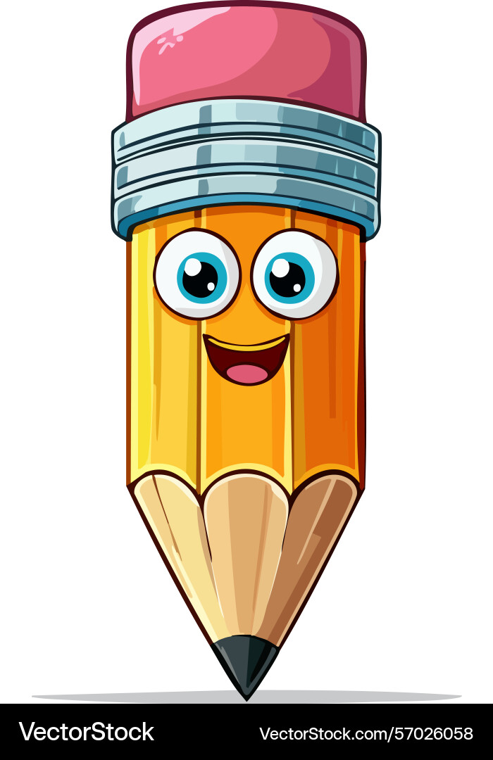 Cartoon pencil with happy face Royalty Free Vector Image