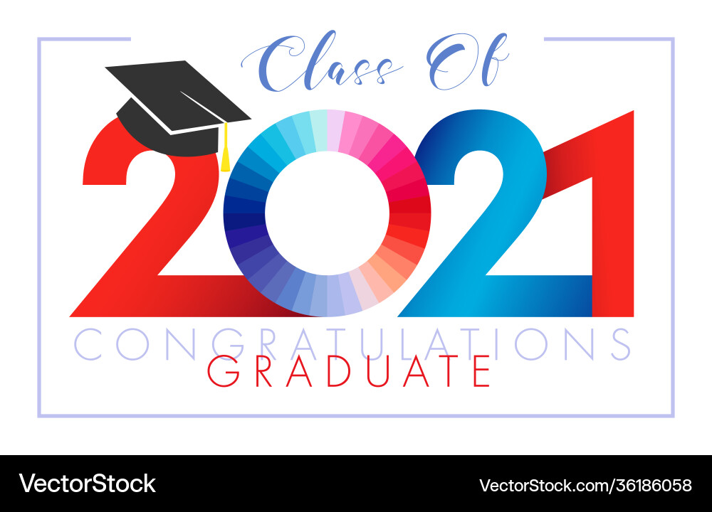 Class 2021 year graduation red and blue digits Vector Image