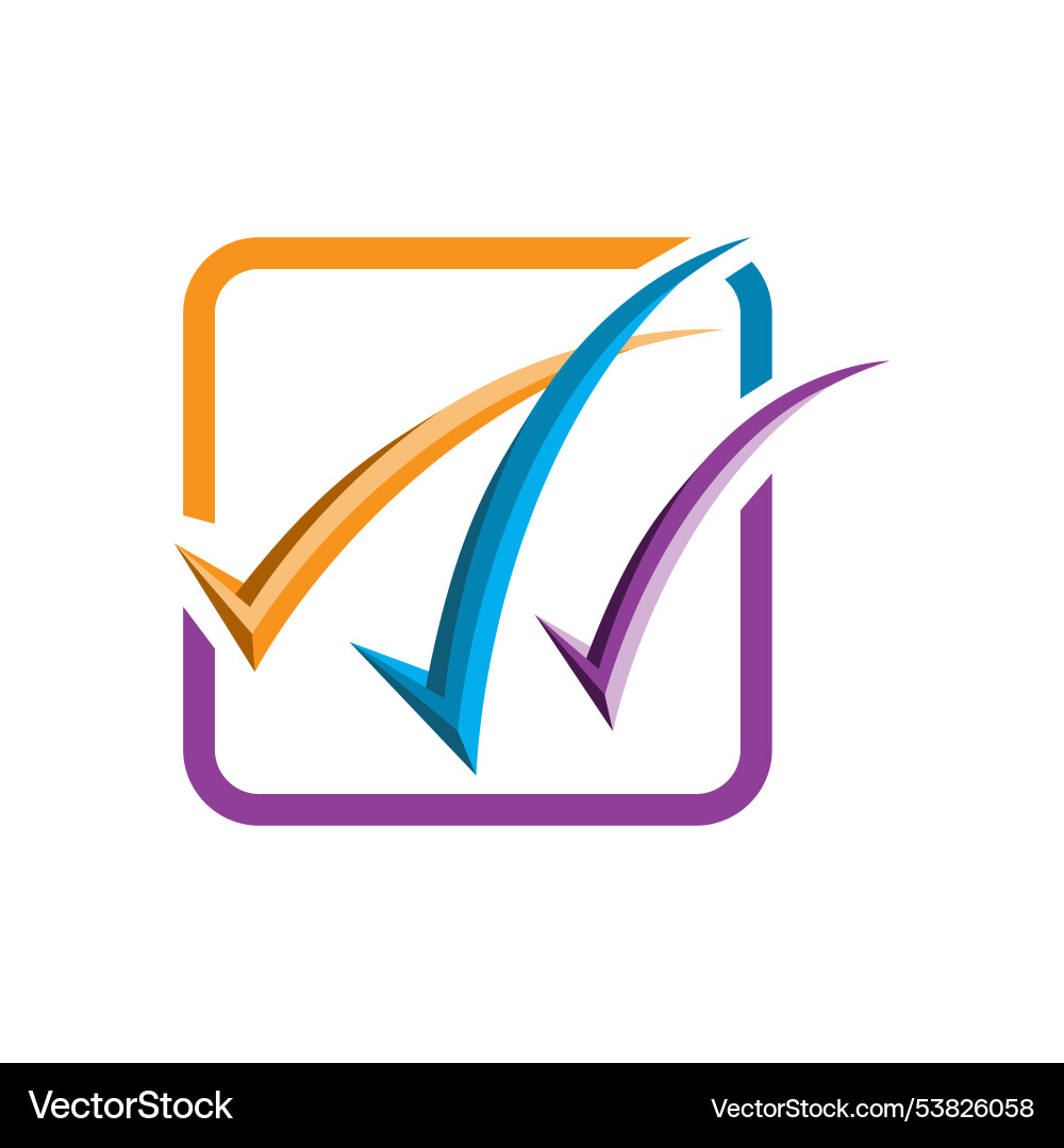 Custom yes true good done check mark logo symbol Vector Image