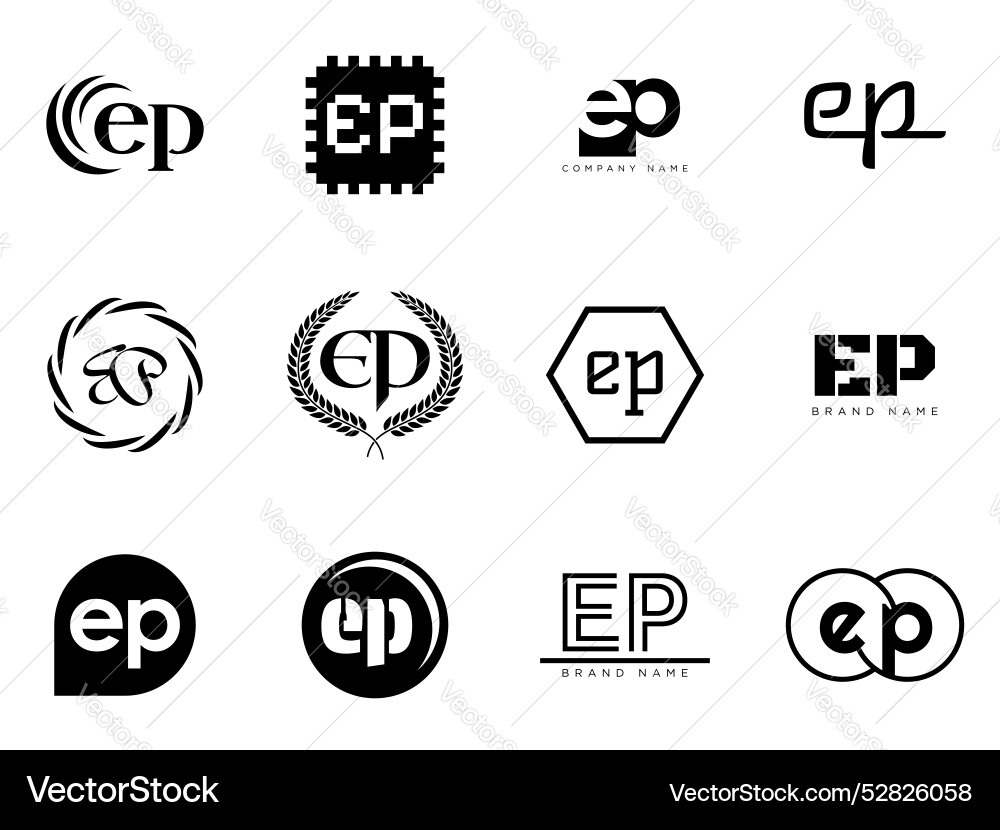 Ep logo company template letter e and p logotype Vector Image