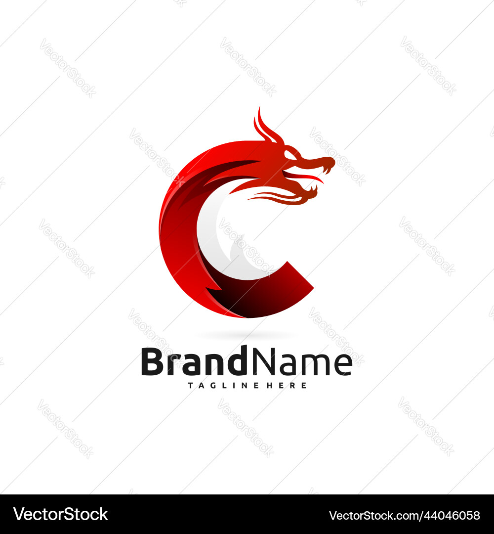 Letter c dragon logo icon Royalty Free Vector Image