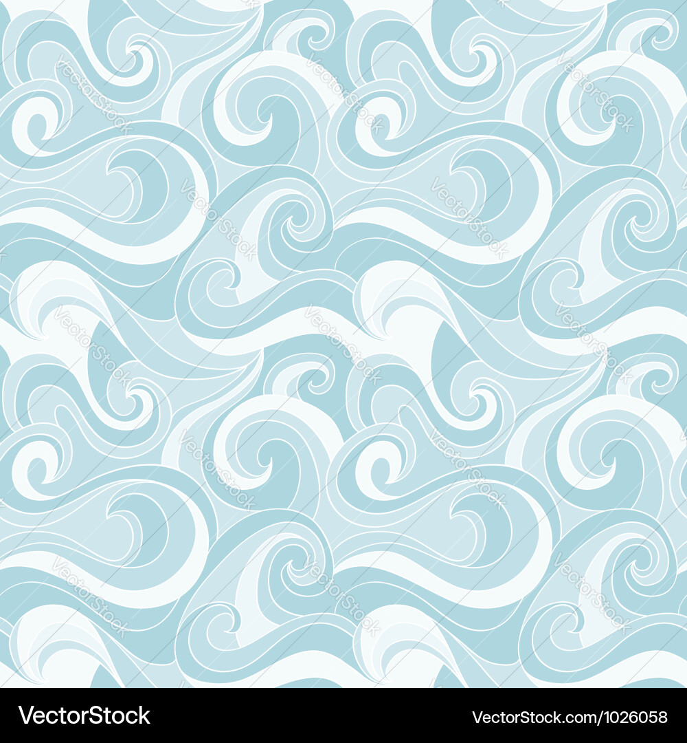 Seamless sea waves beautiful cartoon pattern Vector Image