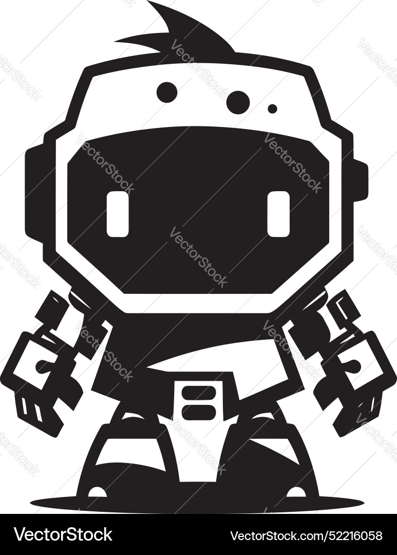Sweet sentinel cute tiny combat bot emblem nano Vector Image