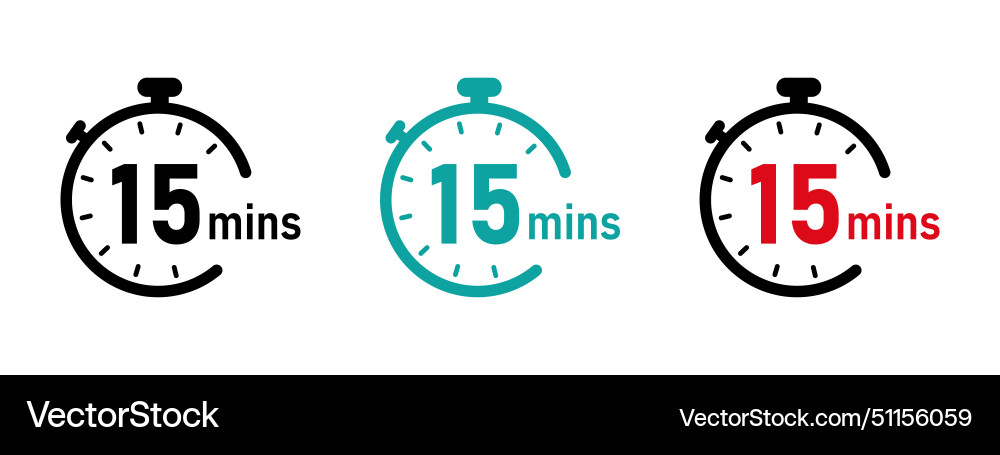 15 minutes timer icon Royalty Free Vector Image