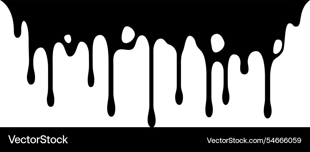 Black paint dripping down a white wall creates Vector Image