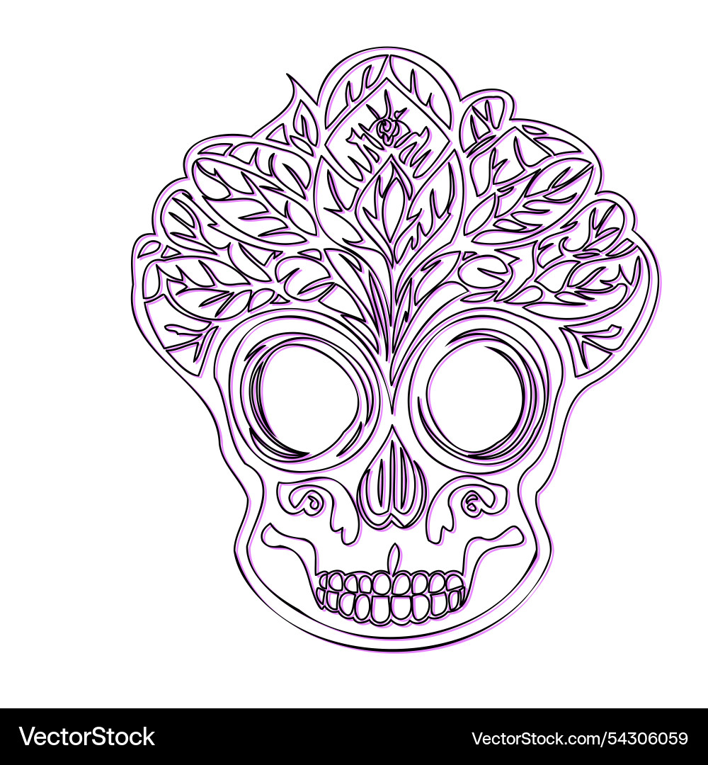Floral skull for t shirt design Royalty Free Vector Image