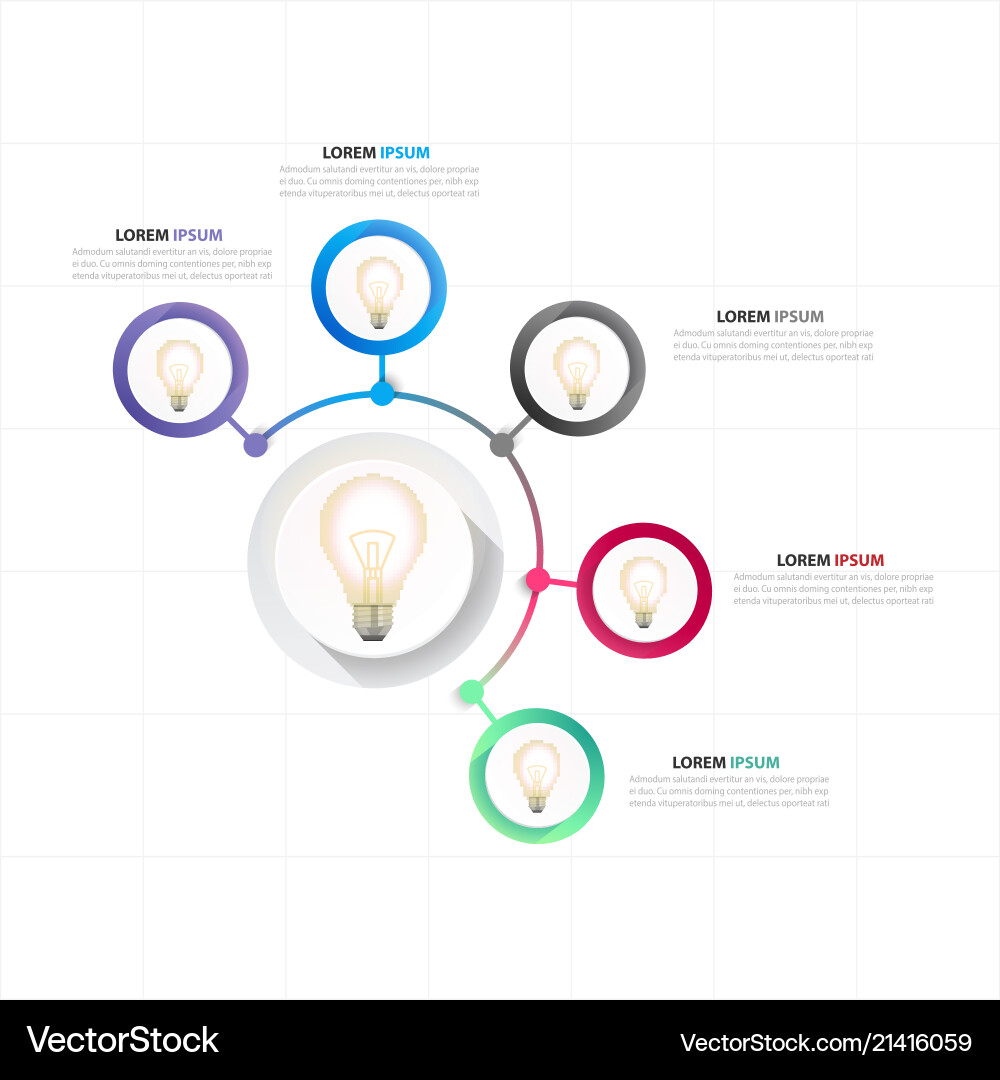Infographic bulb circle design five template Vector Image