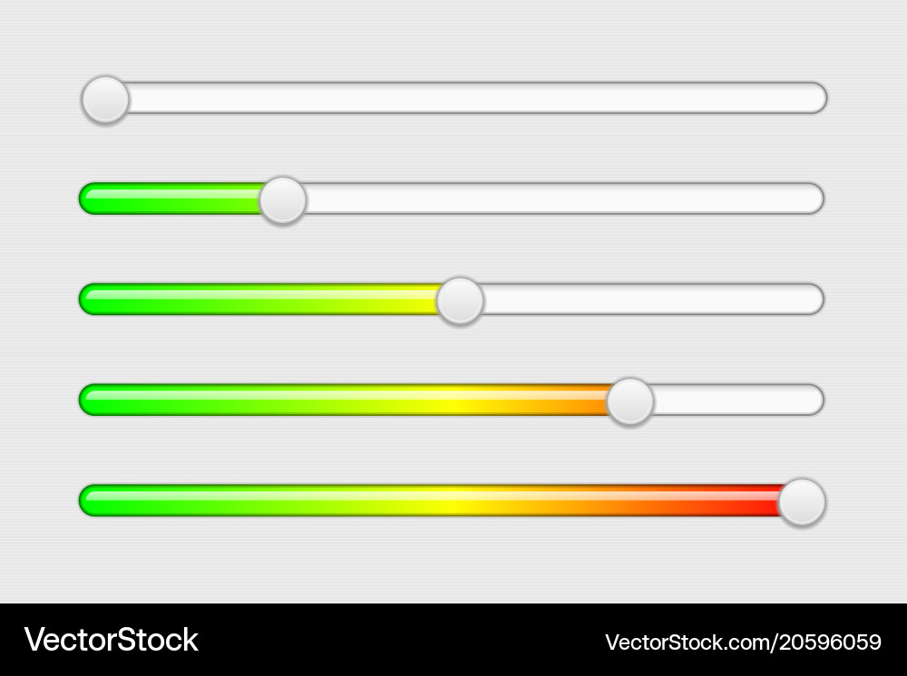 Interface slider buttons with colored scale Vector Image
