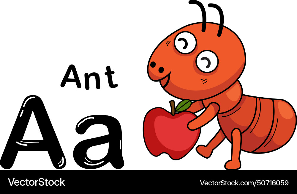 Isolated animal alphabet letter a-ant Royalty Free Vector