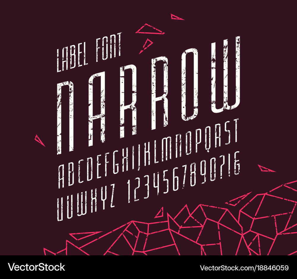 Italic narrow sans serif font Royalty Free Vector Image