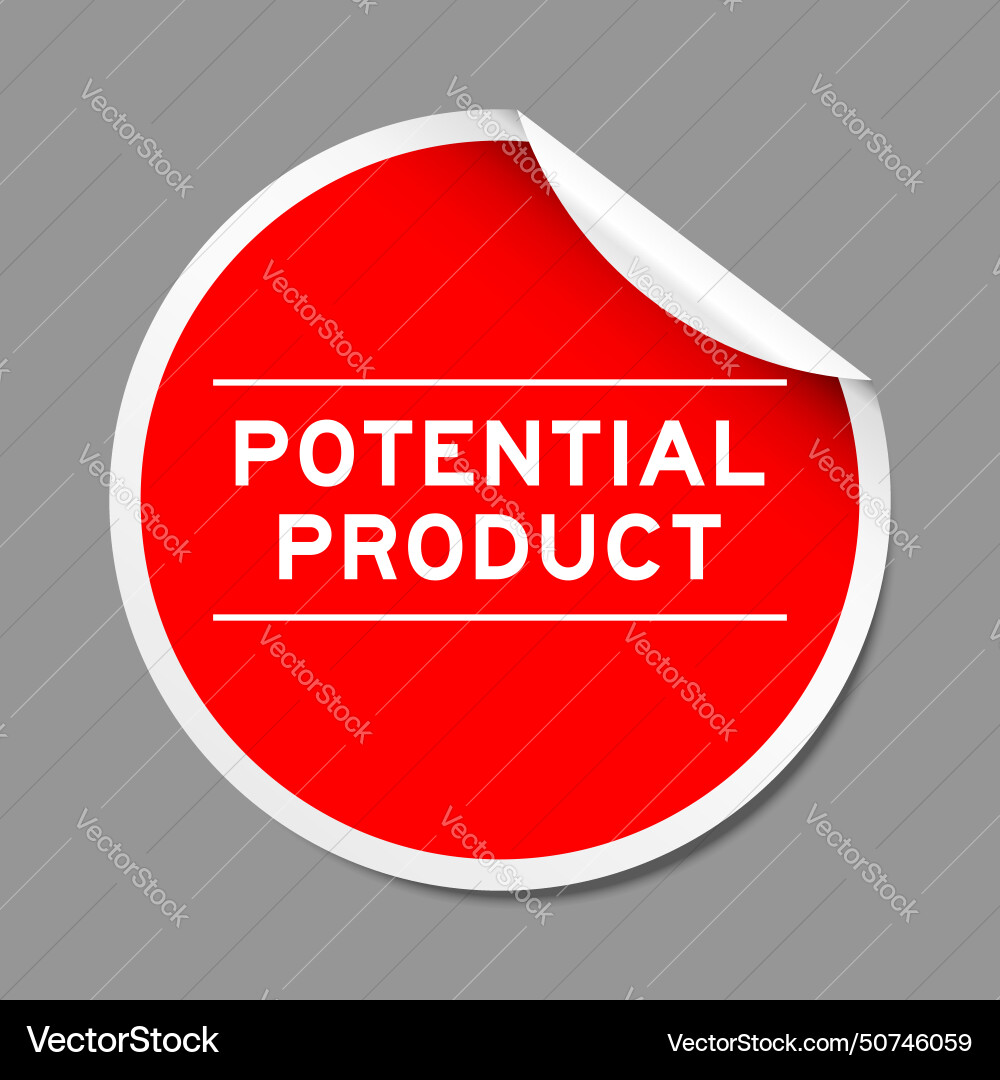 Red color peel sticker label with word potential Vector Image