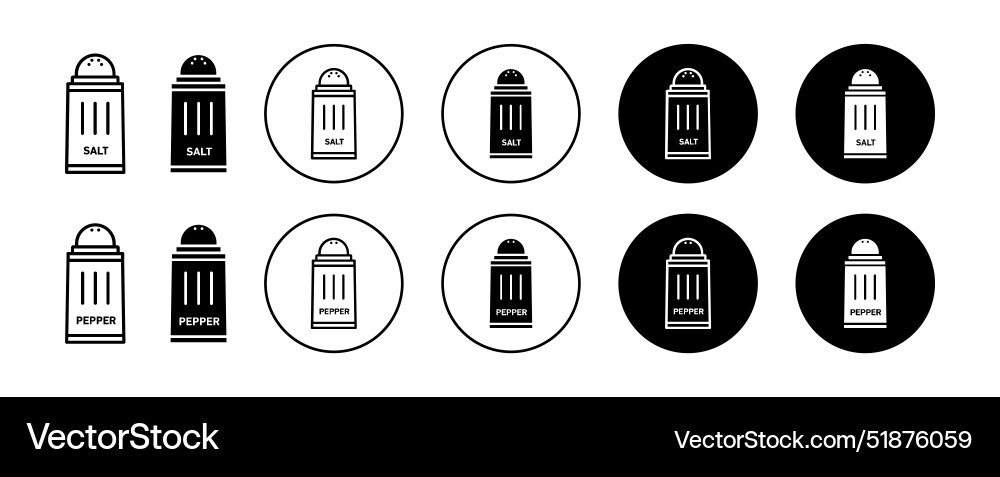 Salt and pepper shakers icon outline flat Vector Image