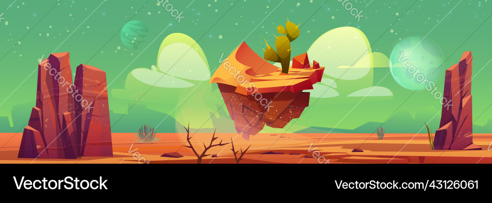 Alien planet desert landscape cartoon background Vector Image