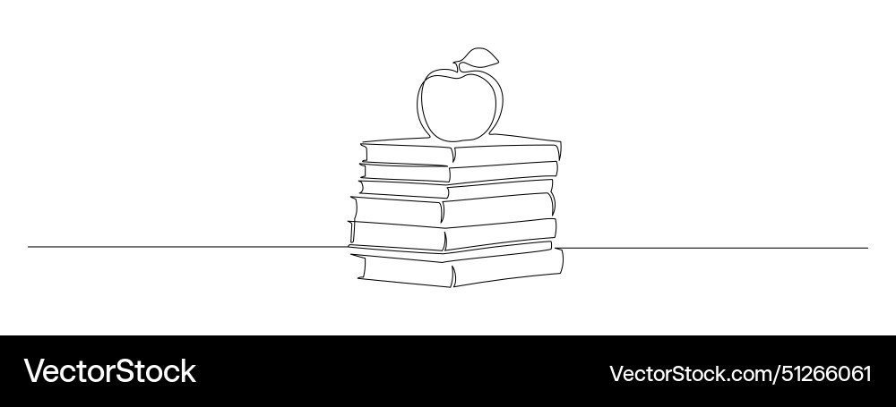 Continuous one line drawing of stack books Vector Image