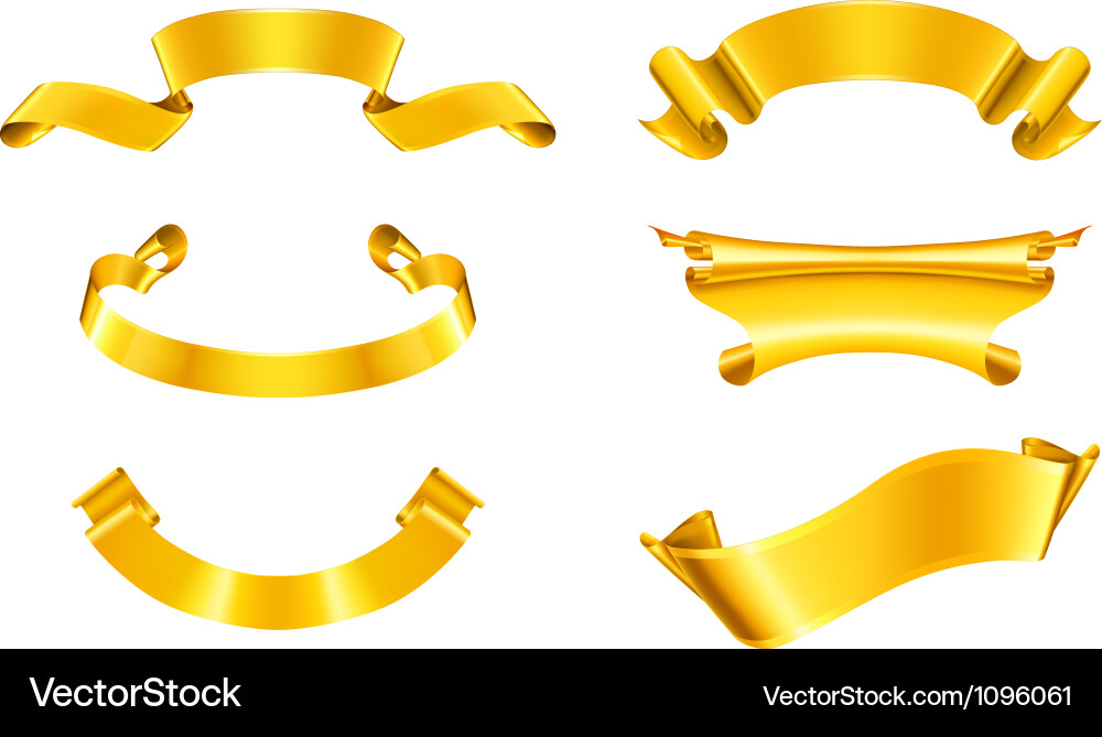 Gold ribbons set Royalty Free Vector Image - VectorStock