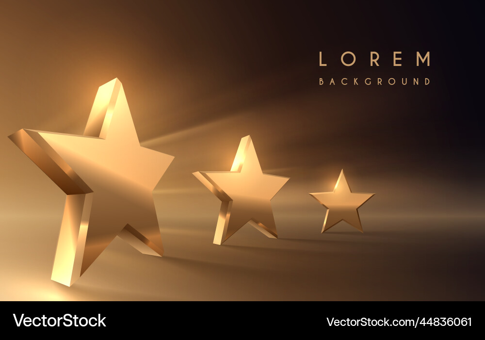 Golden stars with light effect background Vector Image