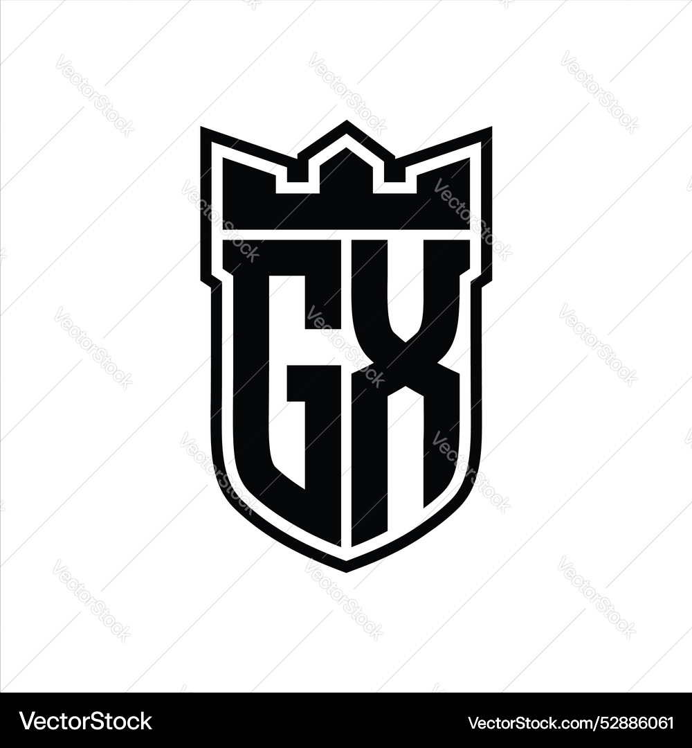 Gx logo shield shape with geometric crown inside Vector Image