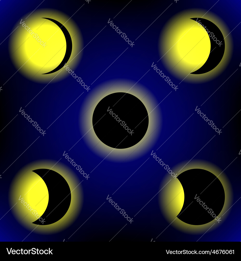 Solar eclipse phases Royalty Free Vector Image