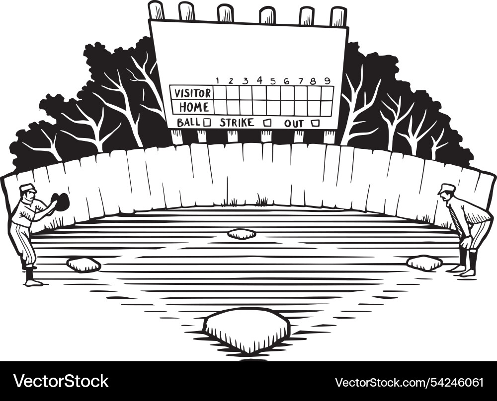 Vintage baseball field graphic Royalty Free Vector Image