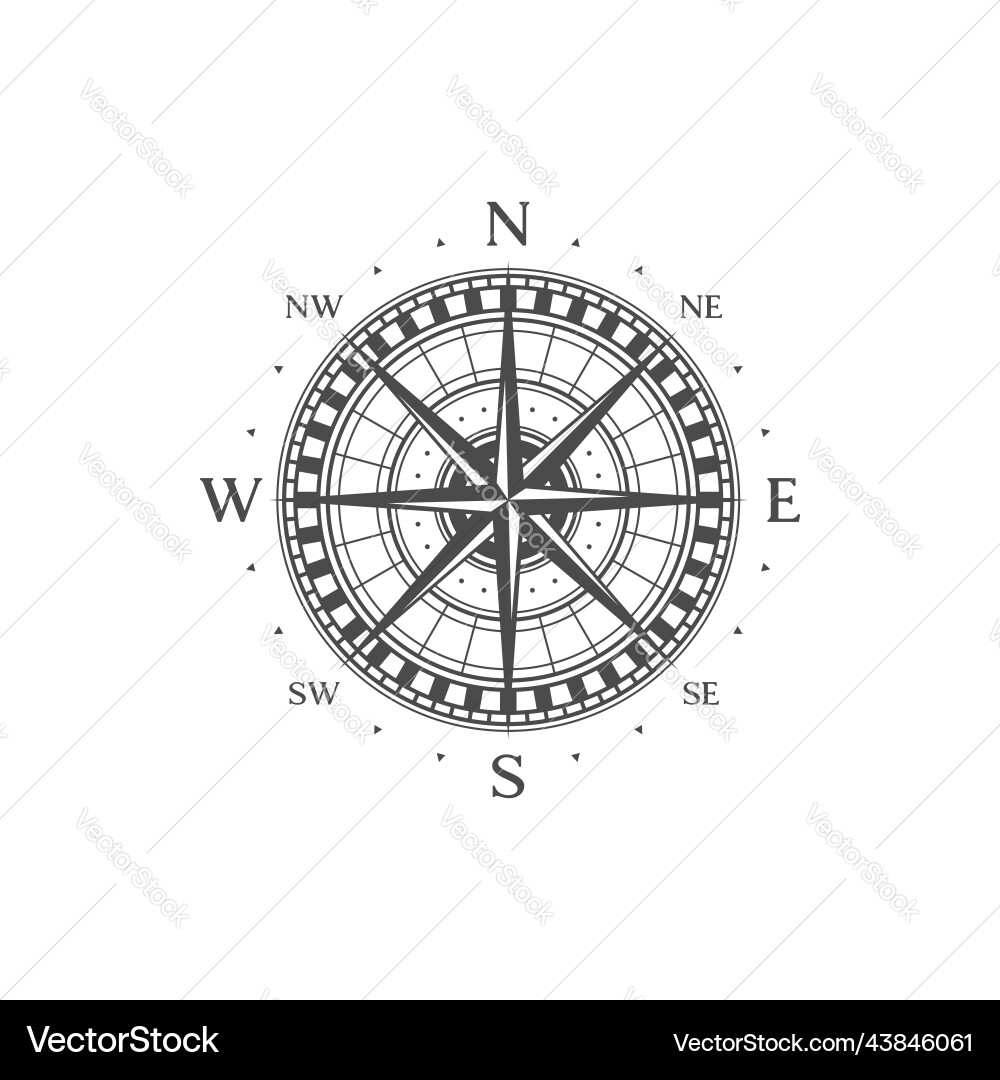 Vintage compass nautical navigation travel sign Vector Image