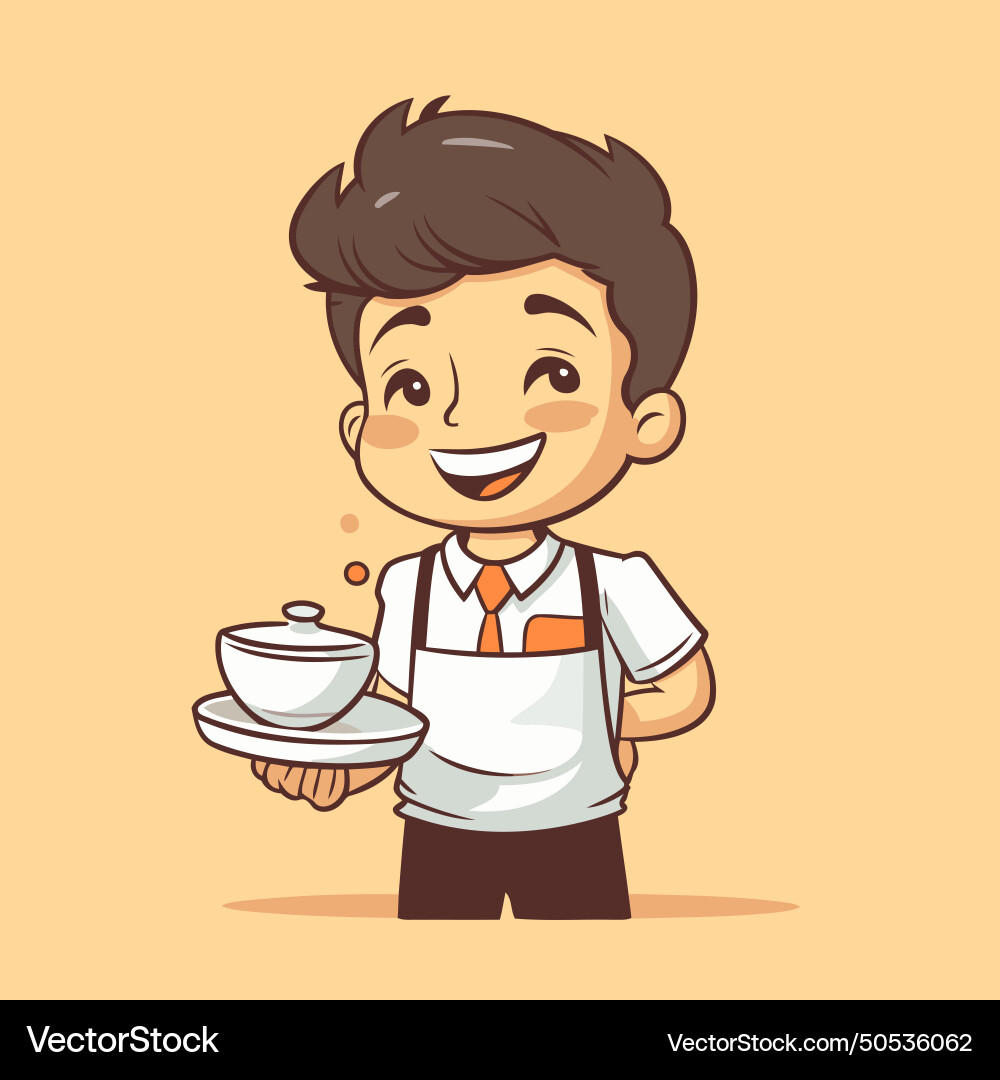 Coffee shop waiter - cartoon Royalty Free Vector Image