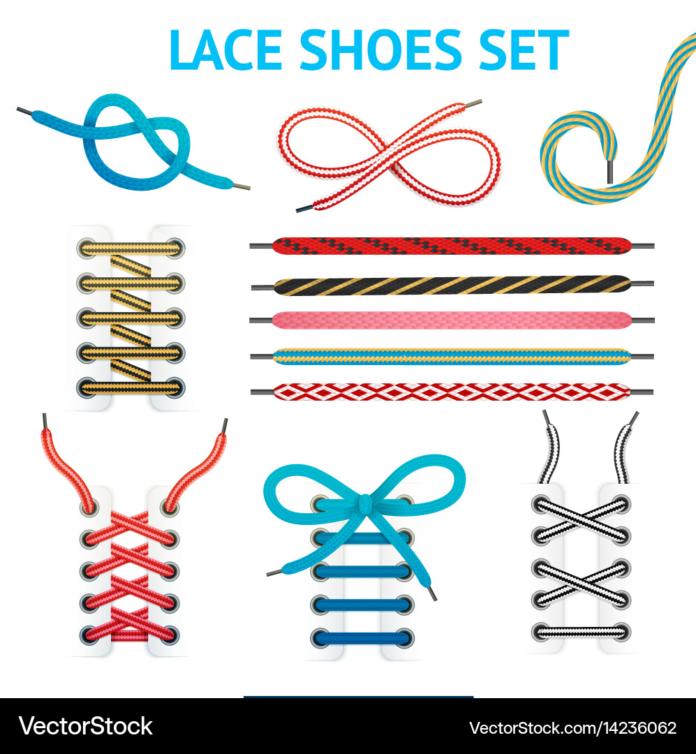 Colorful shoelace icon set Royalty Free Vector Image
