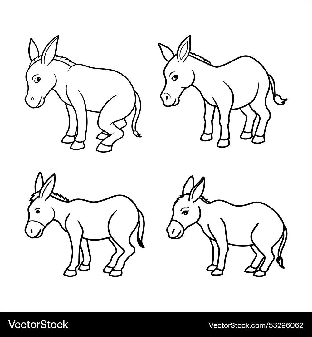 Donkey crouching line art Royalty Free Vector Image