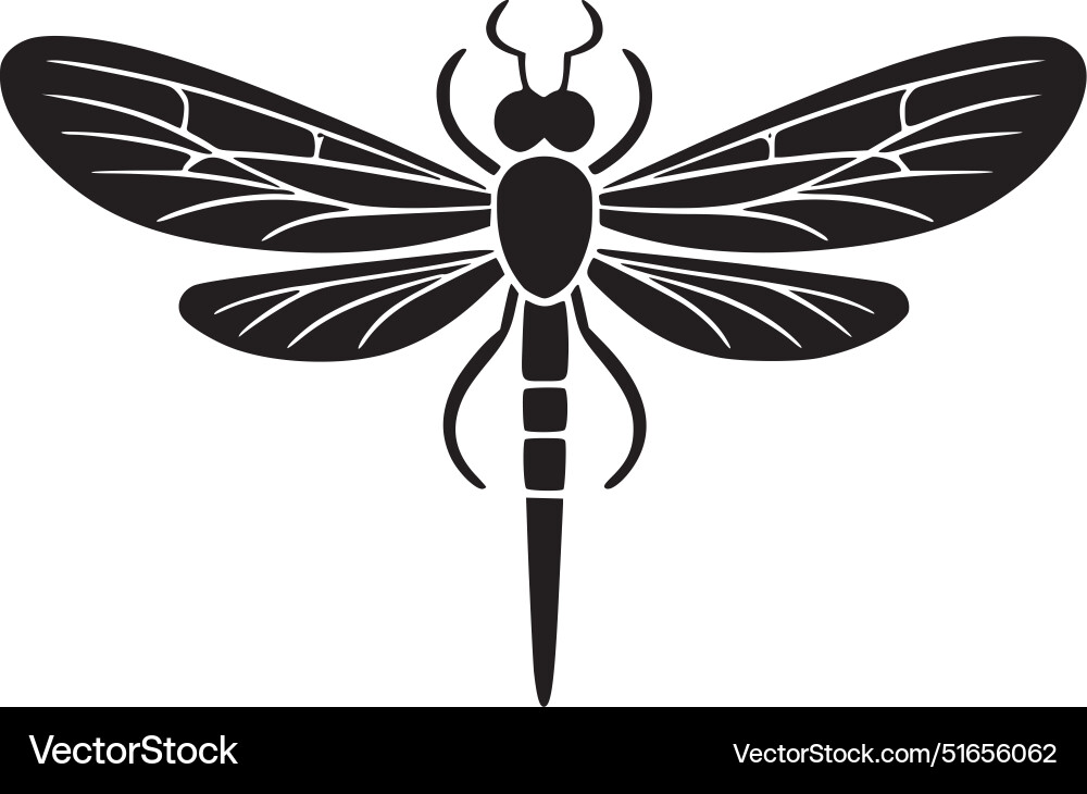 Dragonfly - black and white isolated icon Vector Image