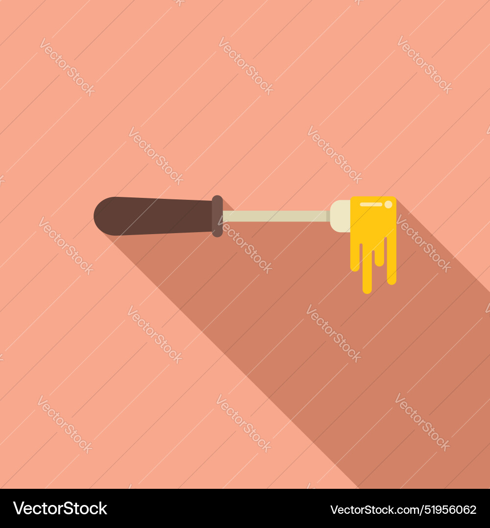 Honey dipper dripping with golden flat Royalty Free Vector