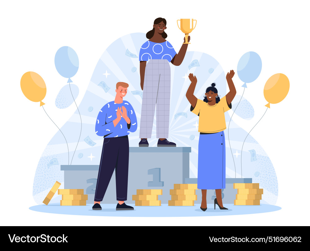 People celebrating victory Royalty Free Vector Image