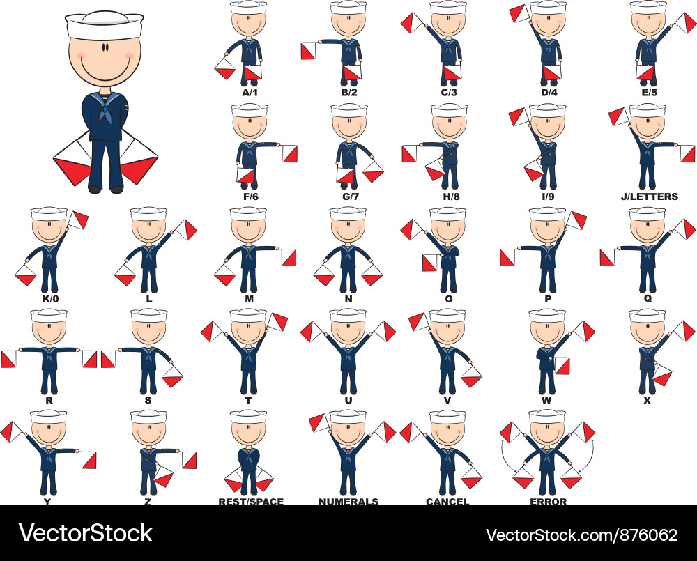 Semaphore flag system Royalty Free Vector Image