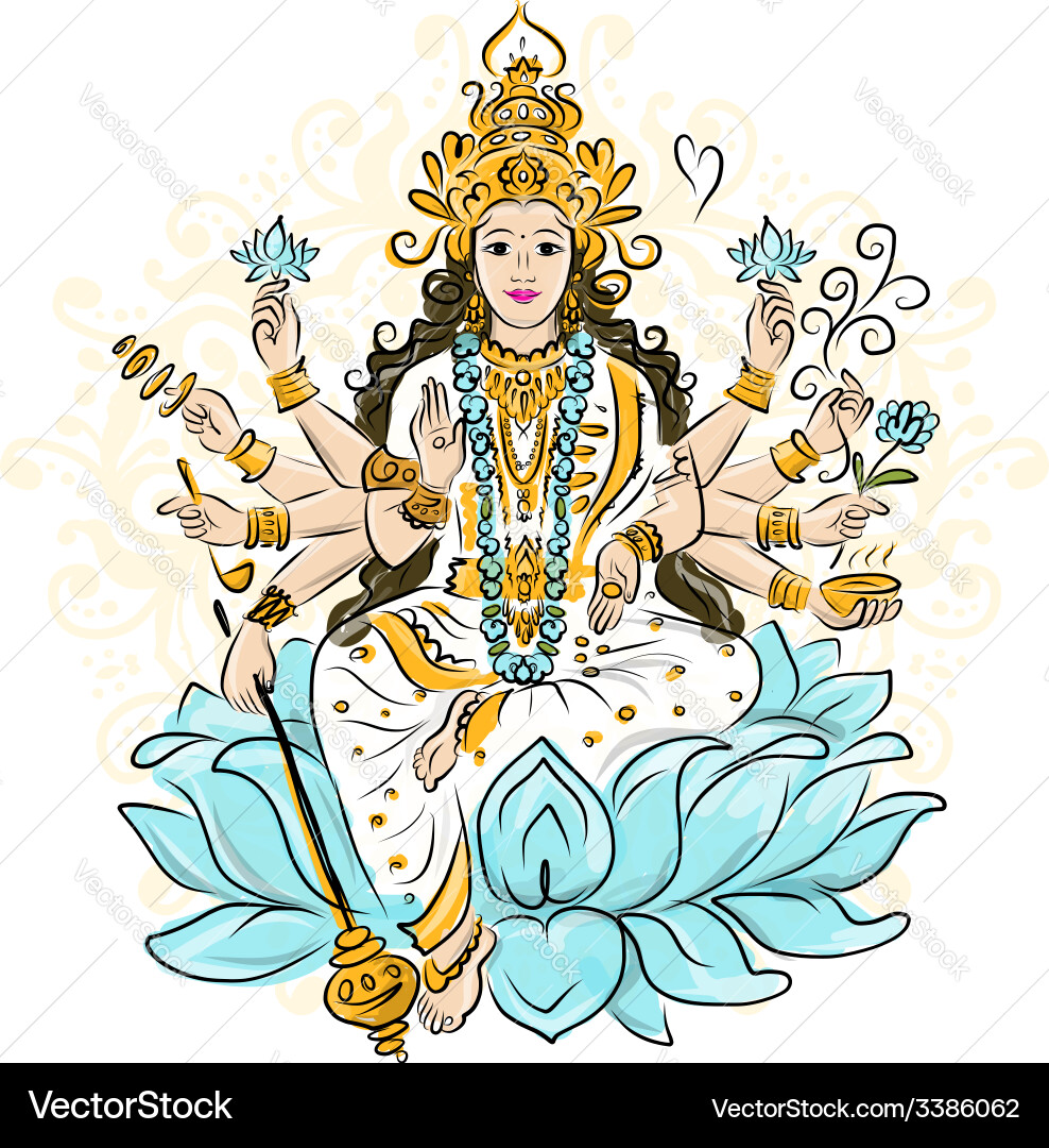Shakti Goddess Sketch - Divine Figure Royalty Free Vector