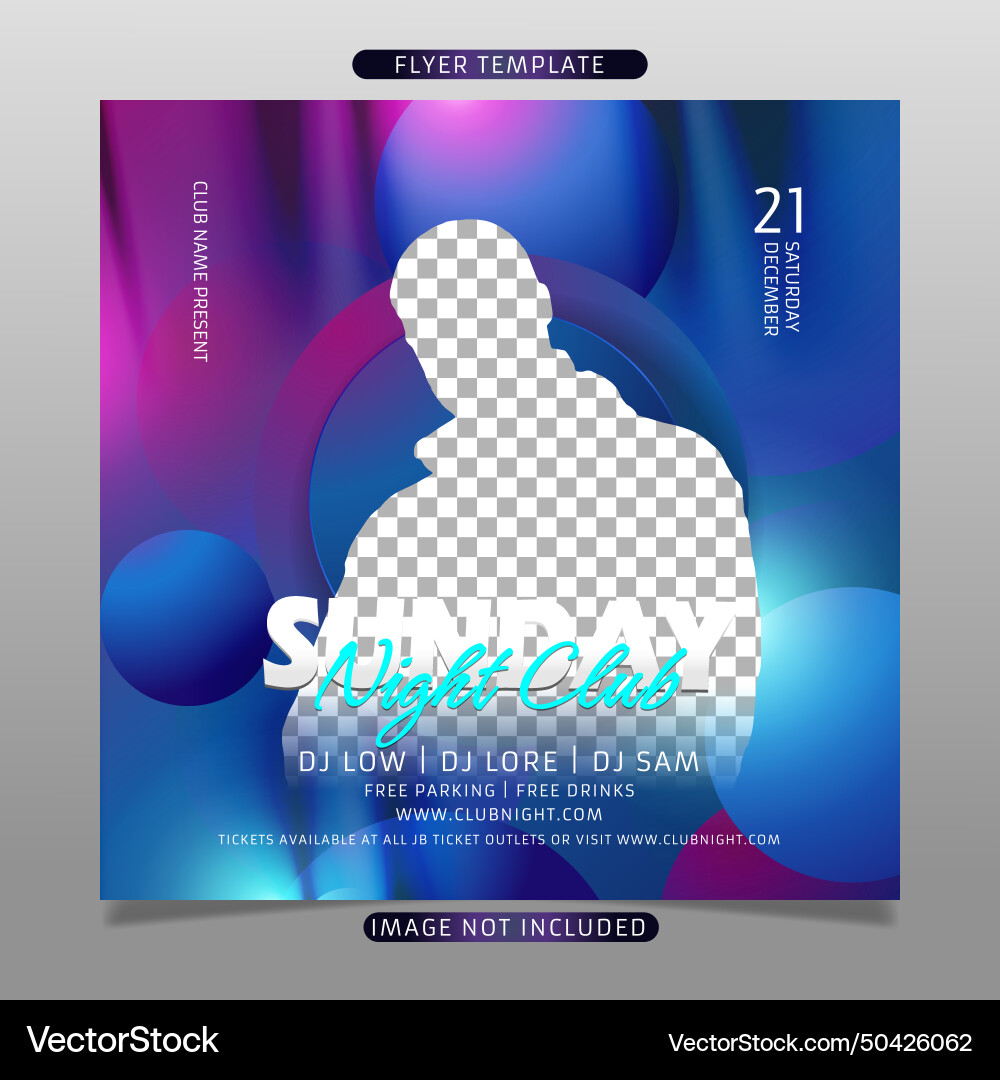 Sunday night club flyer template Royalty Free Vector Image