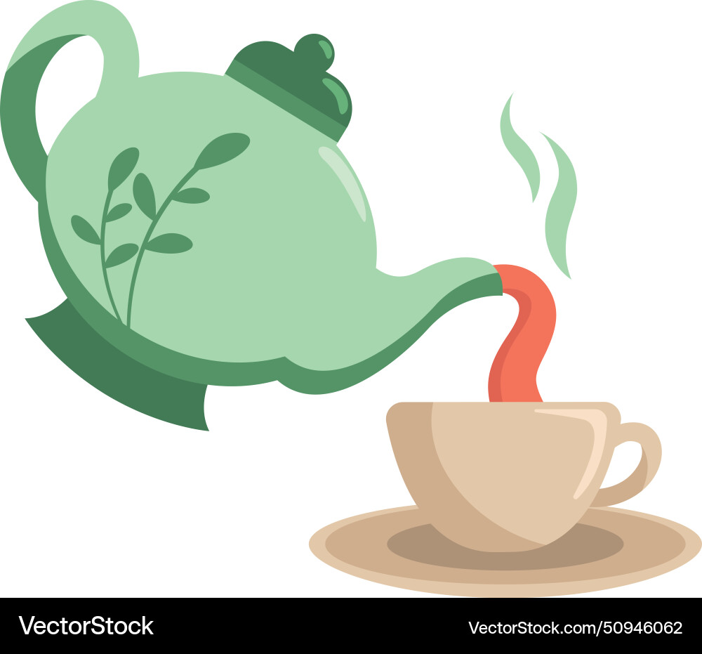 Tea day kettle and cup Royalty Free Vector Image