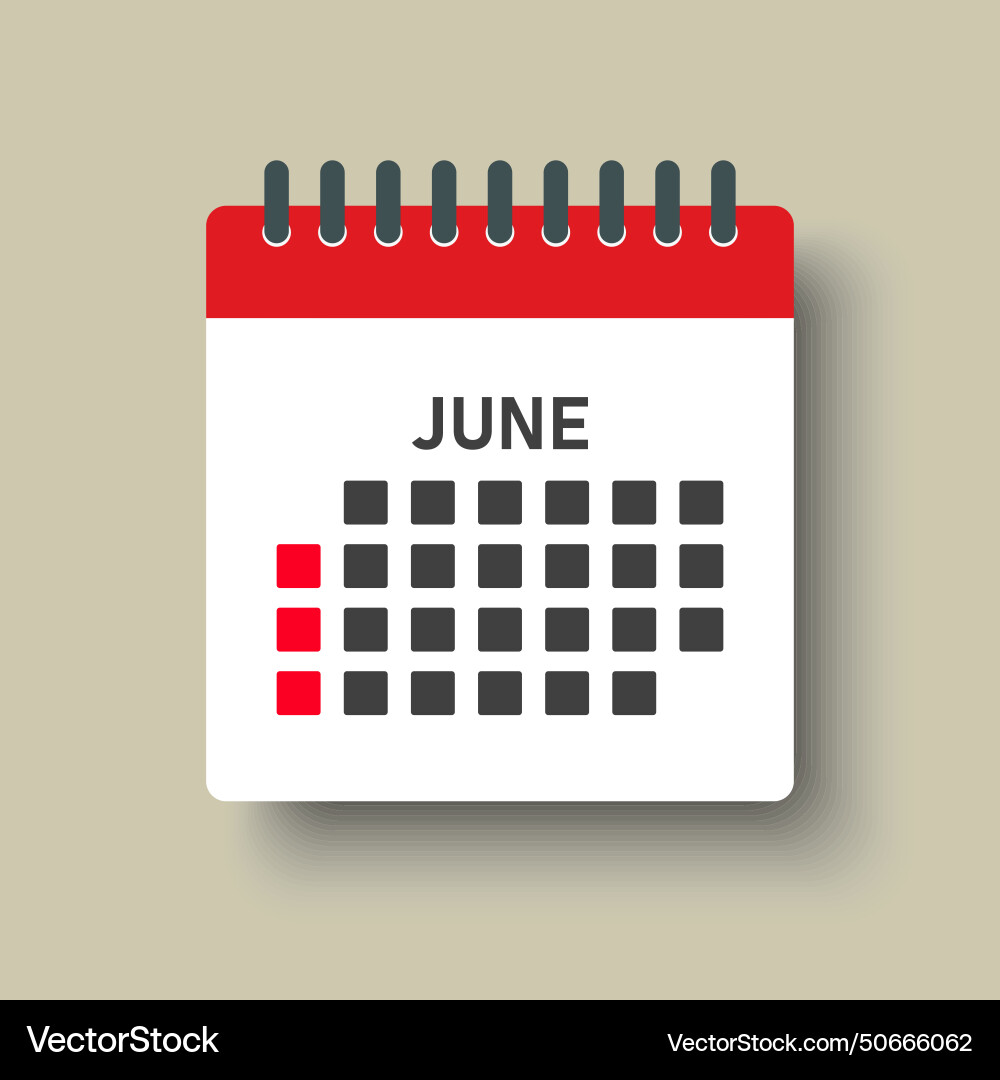 Template icon page calendar month june Royalty Free Vector