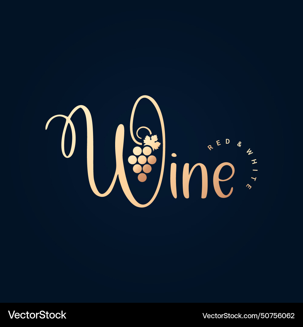 Wine grape logo luxury on royal blue Royalty Free Vector