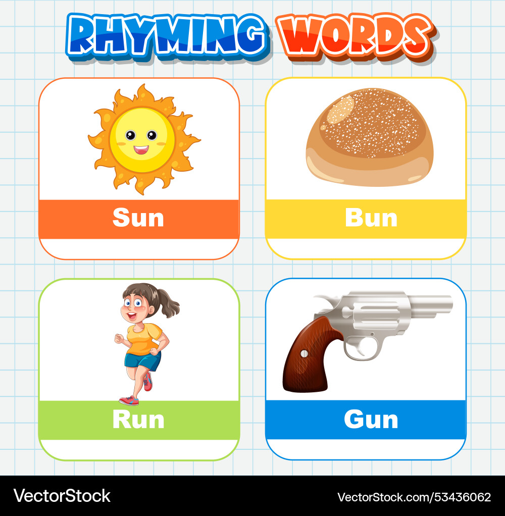 Words that rhyme with pictures Royalty Free Vector Image