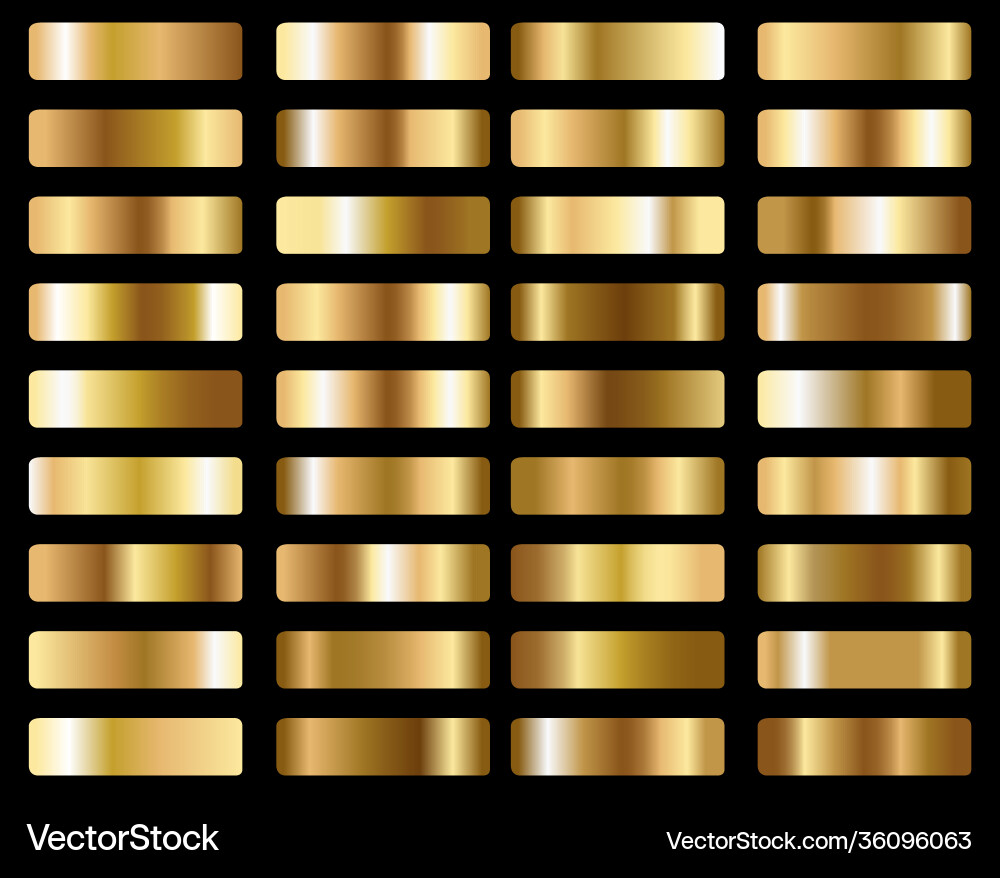 Großes Set Metallic Gold Gradienten Lizenzfreier Vektor