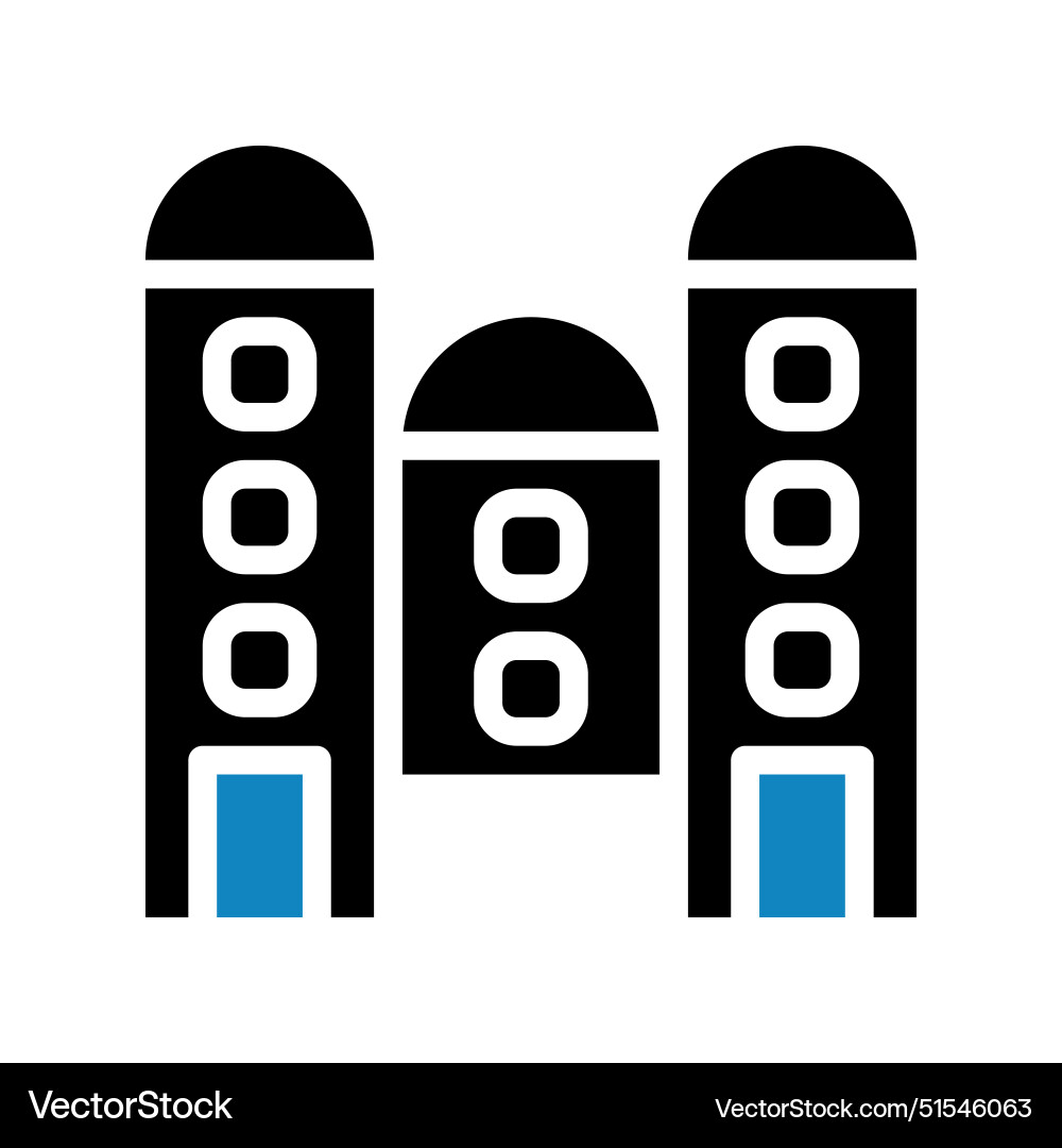 Building icon solid blue black Royalty Free Vector Image