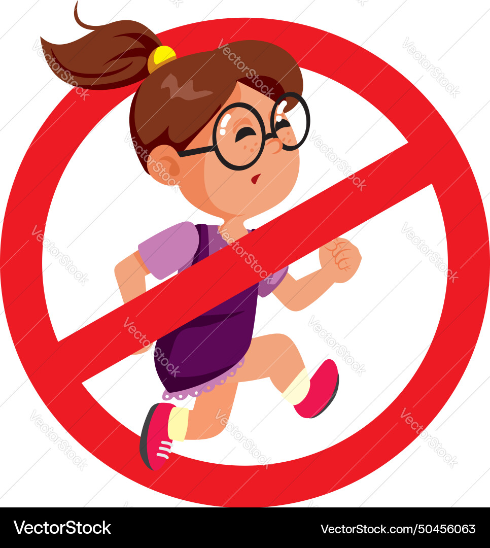 Cartoon Child Stop Running Sign Royalty Free Vector Image