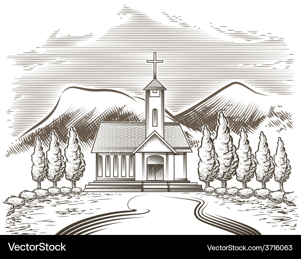 Church landscape Royalty Free Vector Image - VectorStock