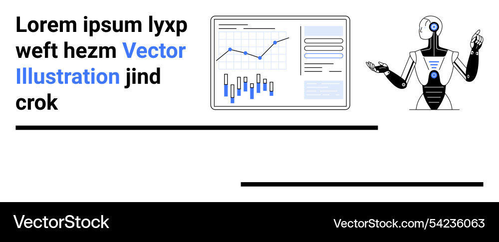 Data analytics robot with line chart Royalty Free Vector