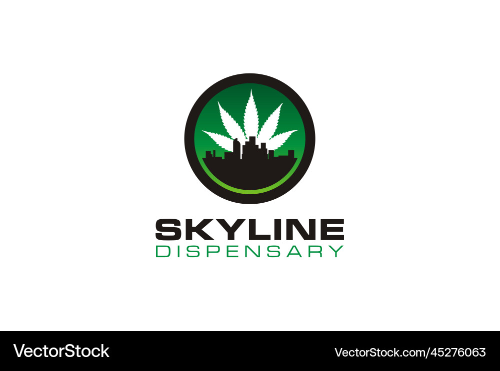 Denver skyline cannabis marijuana weed leaf logo Vector Image