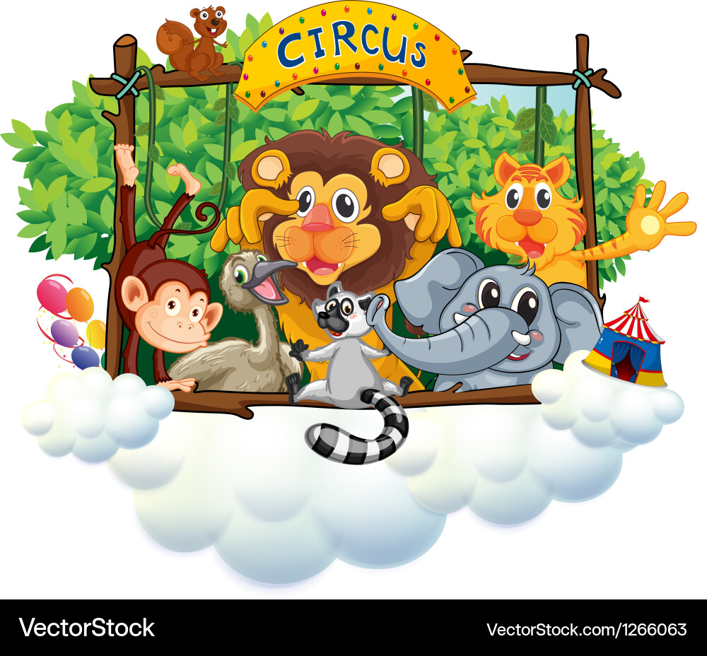 Different animals at the circus Royalty Free Vector Image
