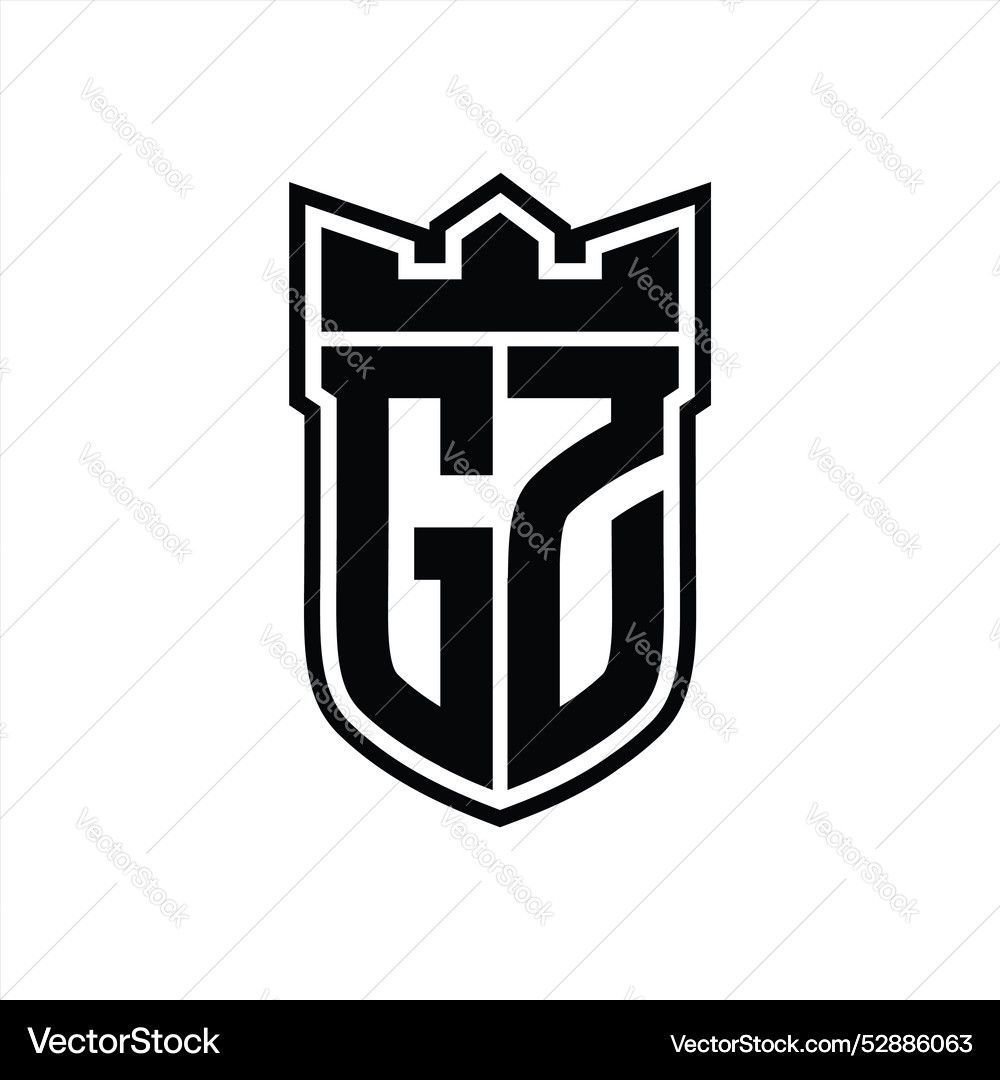 Gz logo shield shape with geometric crown inside Vector Image