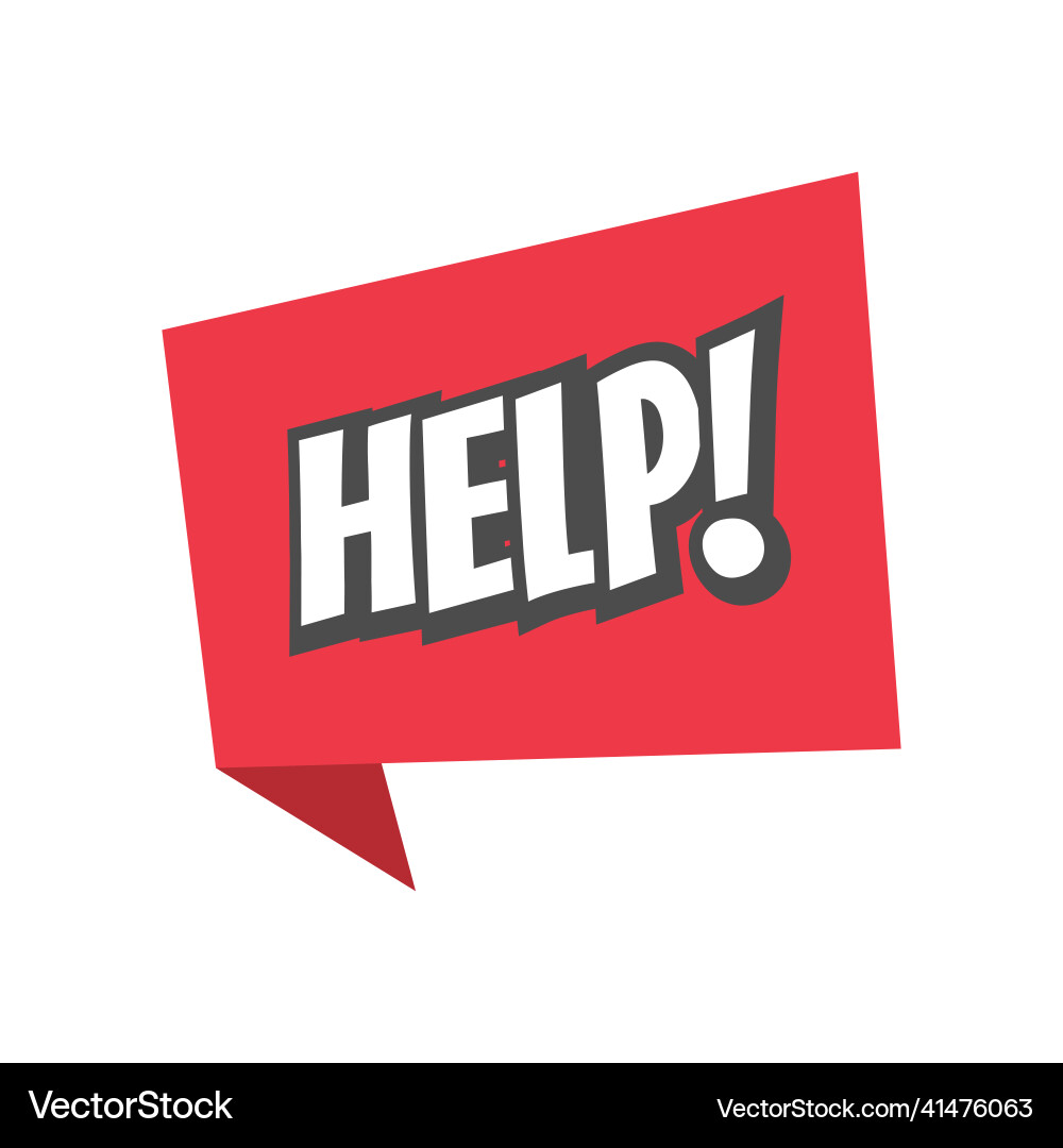 Help letters 3d chat bubble comic style Royalty Free Vector