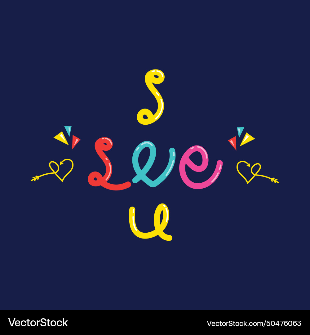 I love u quote text element concept design Vector Image